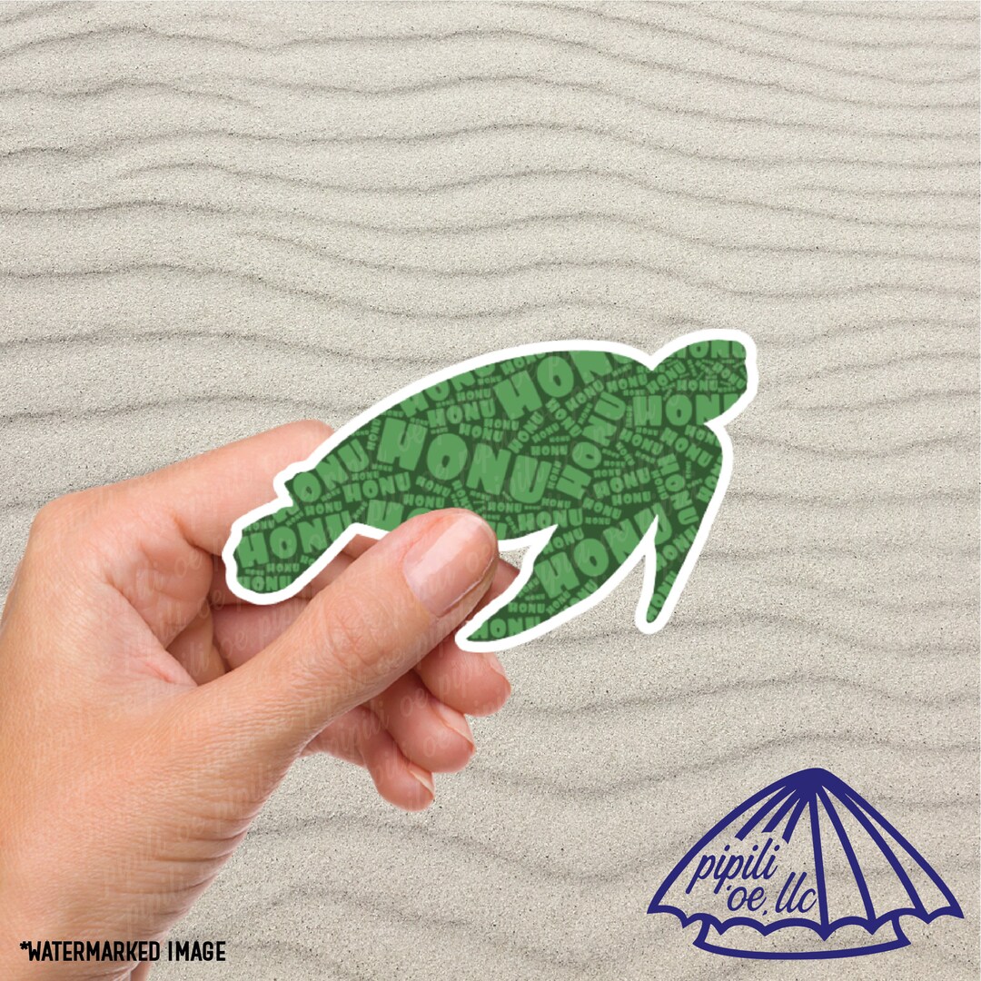 Turtle Sticker - Honu Word Art Sticker - Hawaii Sticker - Sticker for ...