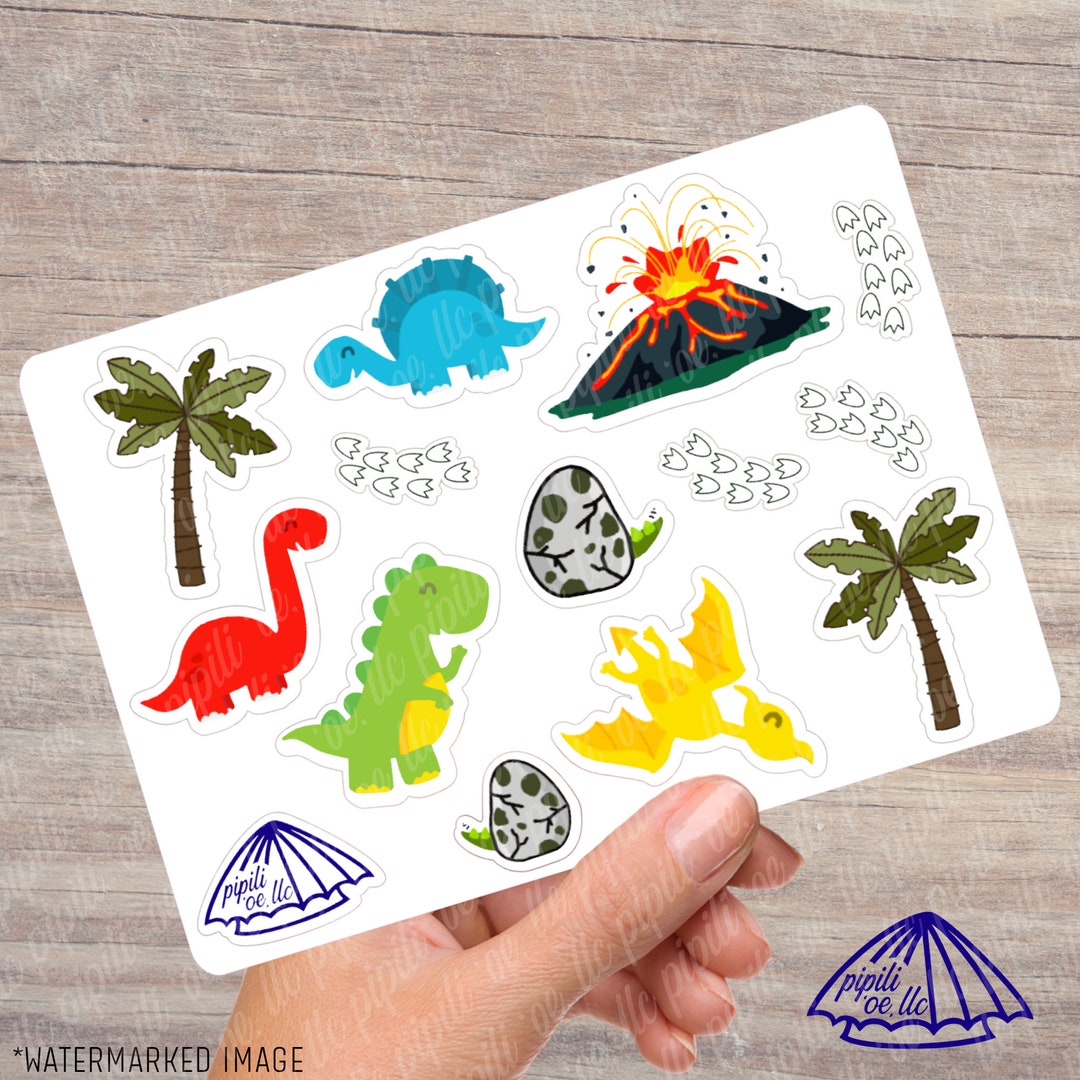 Dinosaur Sticker Sheets (set 2) - Erupting Volcano Sticker - Journal ...