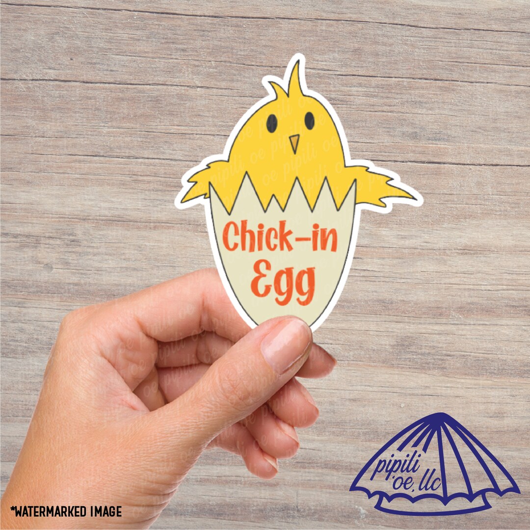 Chick-in-egg Sticker Hand Drawn Sticker Chick Sticker Chicken Sticker ...