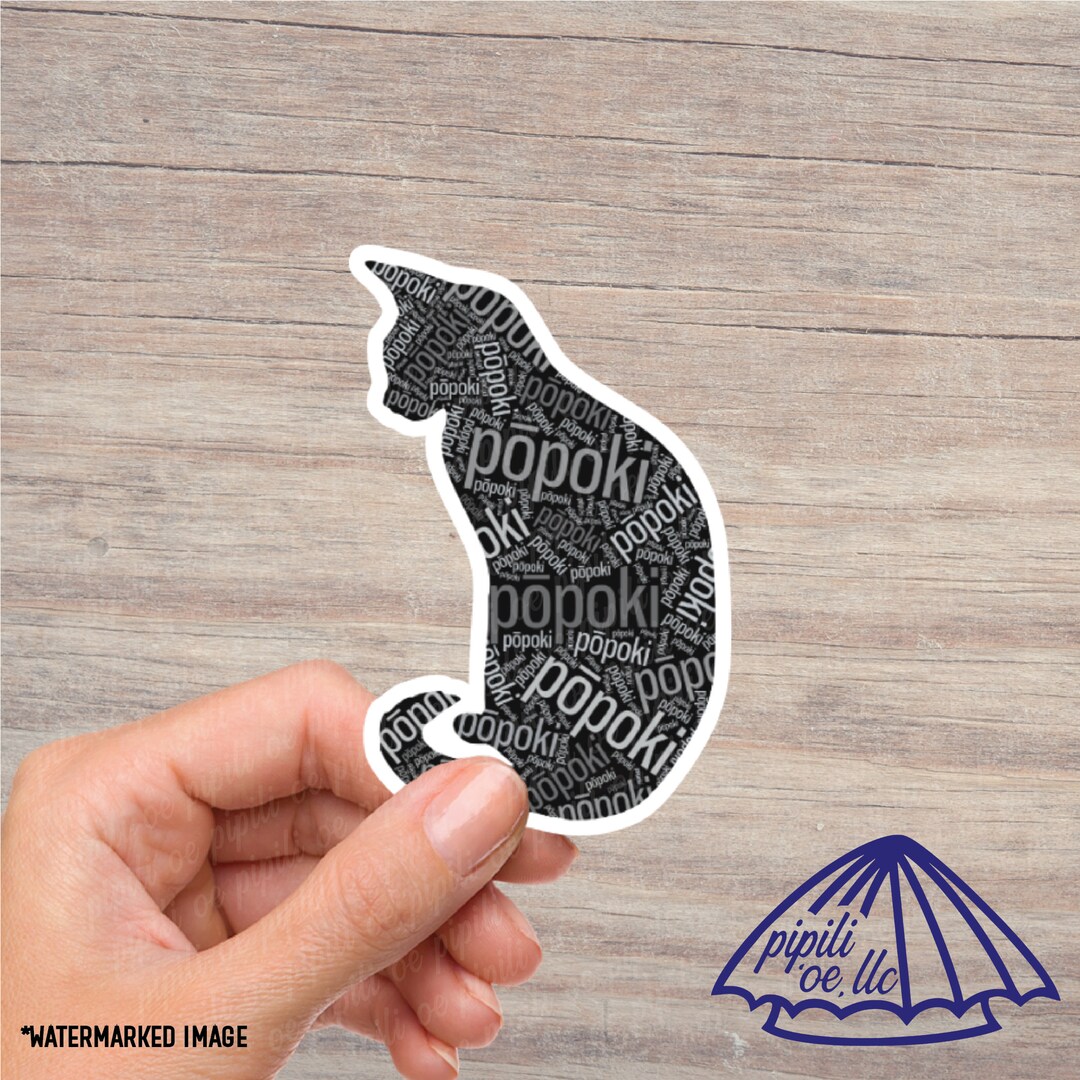 Cat Sticker - Pōpoki Word Art Sticker - Hawaii Sticker - Sticker for ...