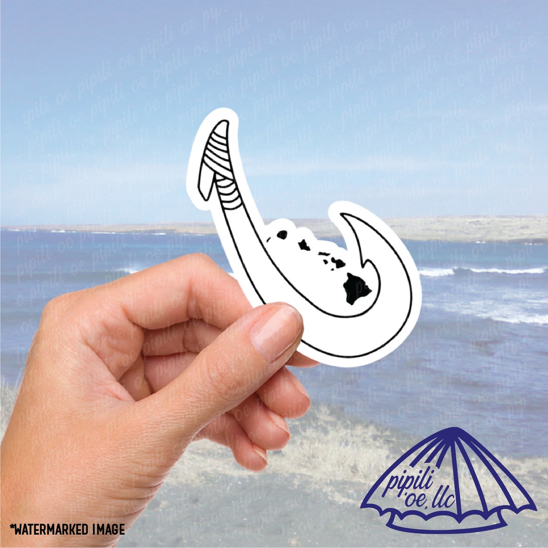 Fish Hook Sticker - Hawaiian Islands Sticker - Island Chain Sticker ...