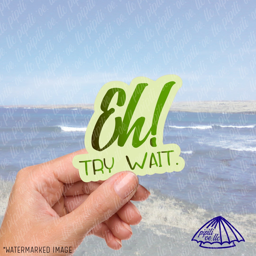Eh! Try Wait Sticker - Hawaii Sticker - Hawaii Pidgin Sticker - Laptop ...
