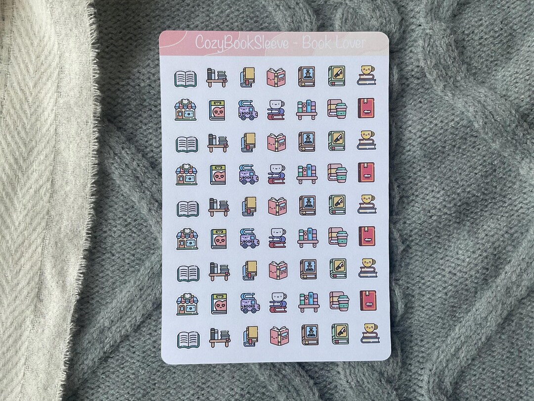Book Lover Sticker Icons - Planner Stickers - Bullet Journalling ...