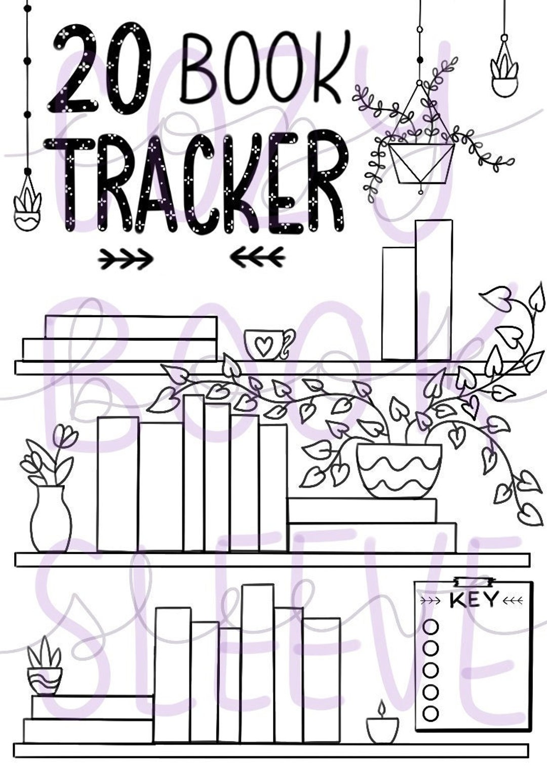 20 Book Tracker - Fill in Bookshelf - Etsy