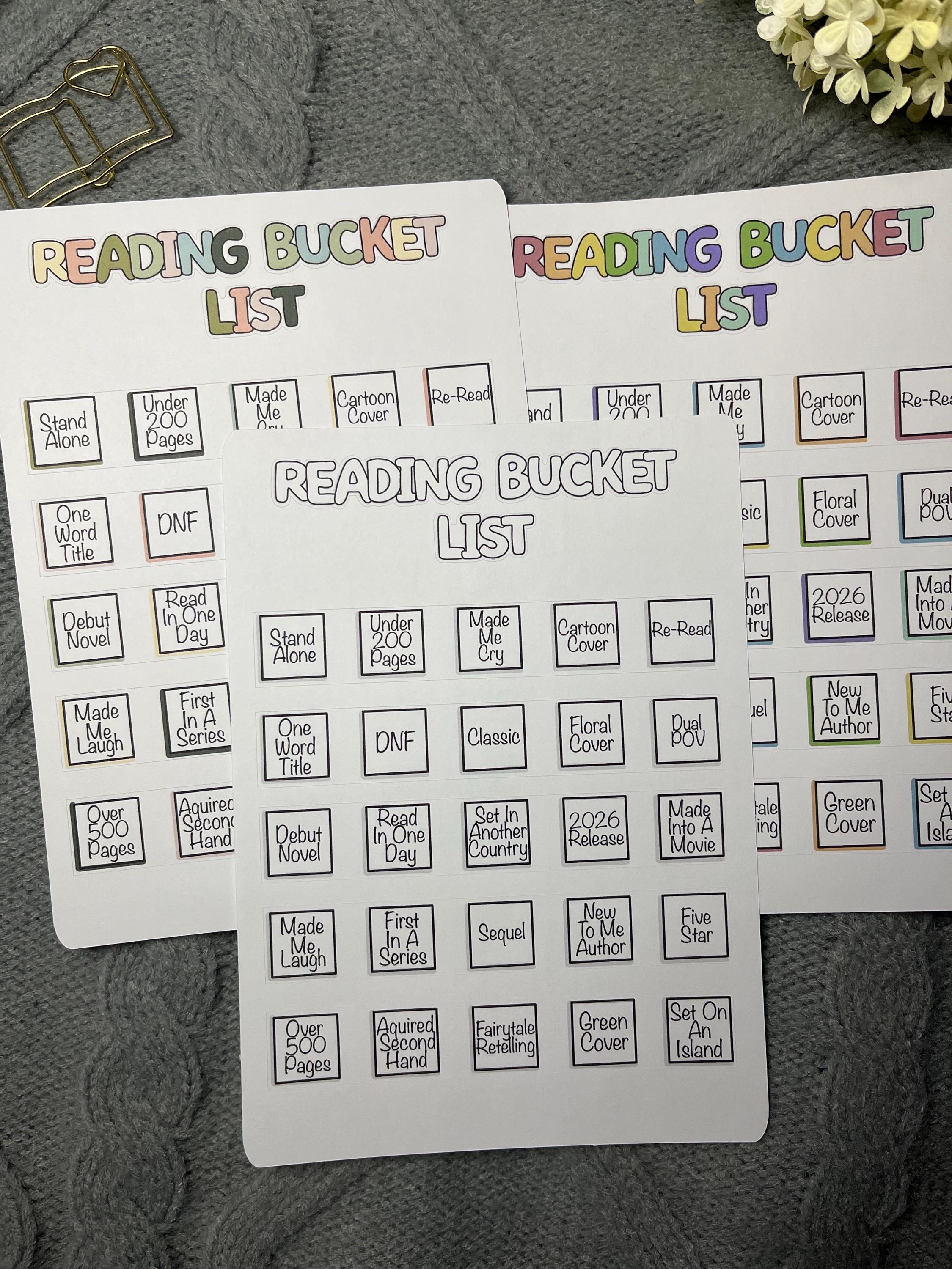 Reading Bucket List Challenge Sticker Sheet - Bookish Journal - Reading ...