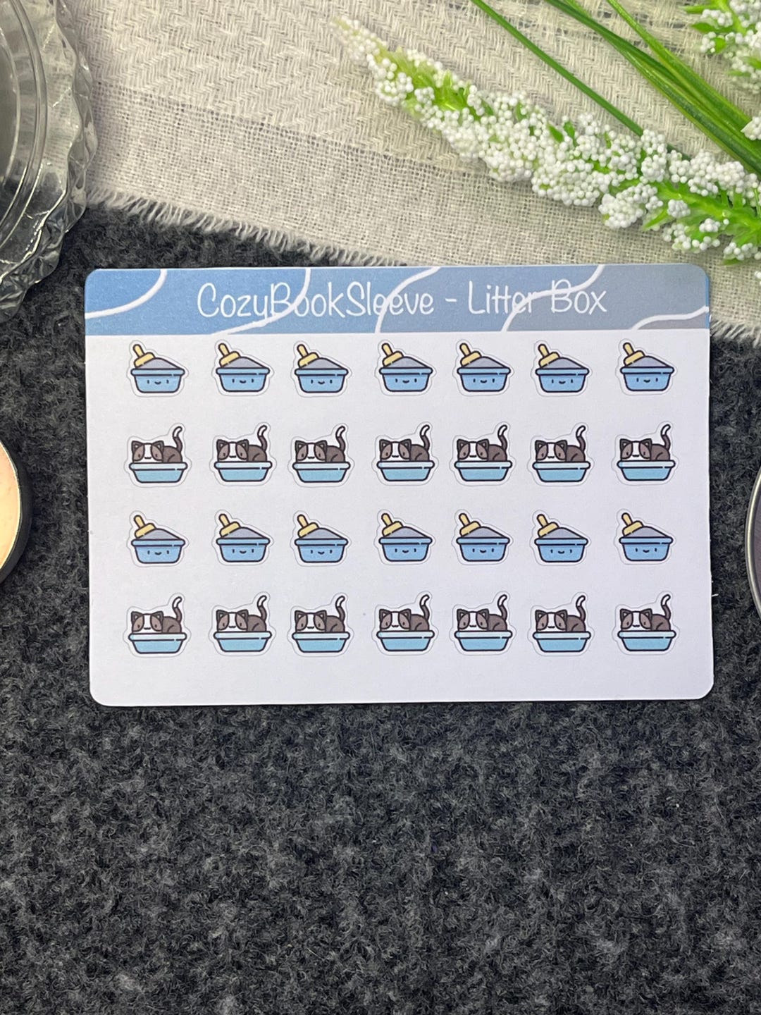 Mini Cat Litter Box Icon Calendar Sticker Sheets - Planner Stickers ...