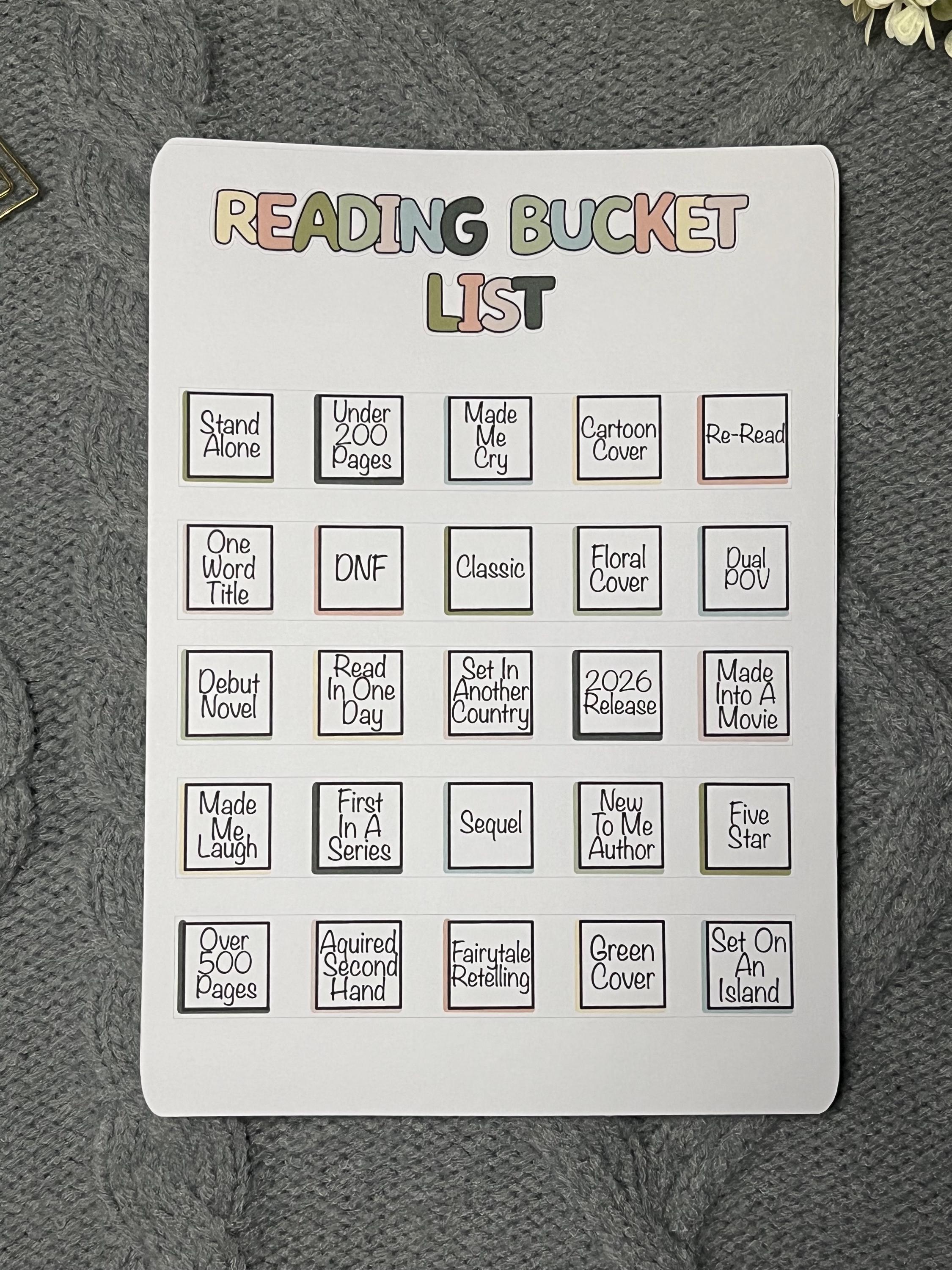 Reading Bucket List Challenge Sticker Sheet - Bookish Journal - Reading ...