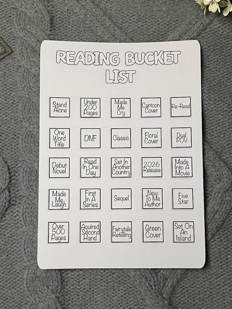Reading Bucket List Challenge Sticker Sheet - Bookish Journal - Reading ...