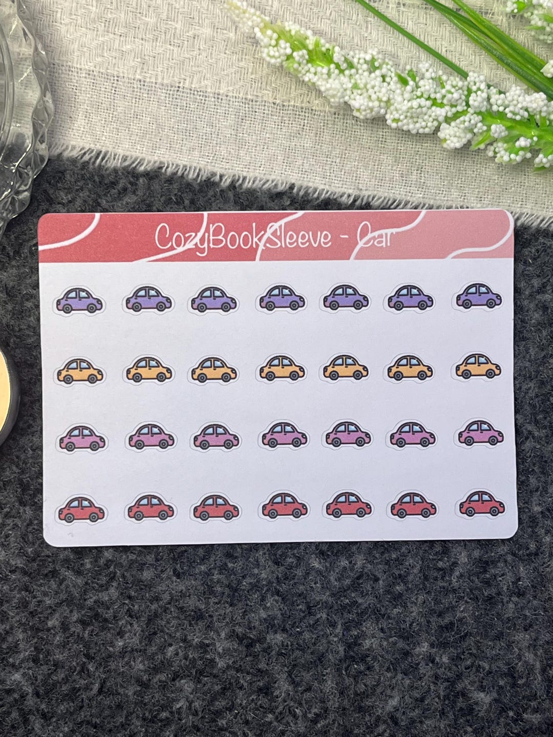 Mini Car Icon Calendar Sticker Sheets - Planner Stickers - Bullet ...