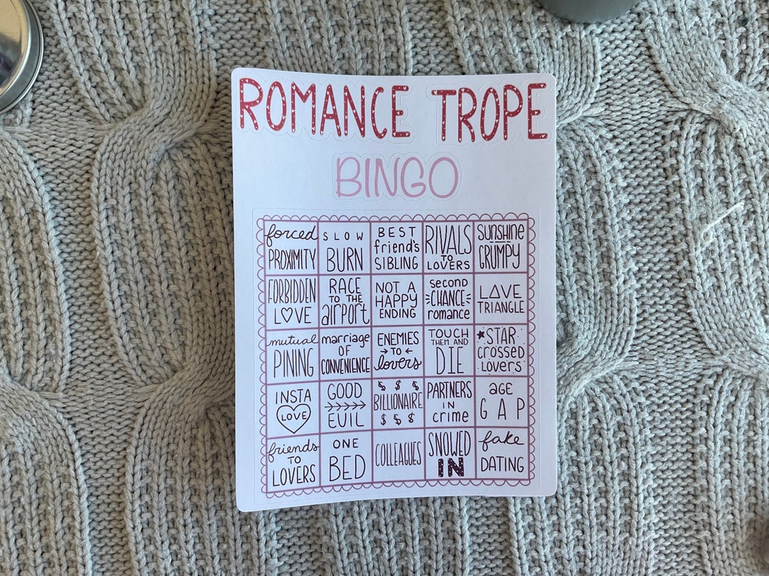 Bookish Journal Romance Tropes Bingo Challenge Sticker - ABC Reading ...