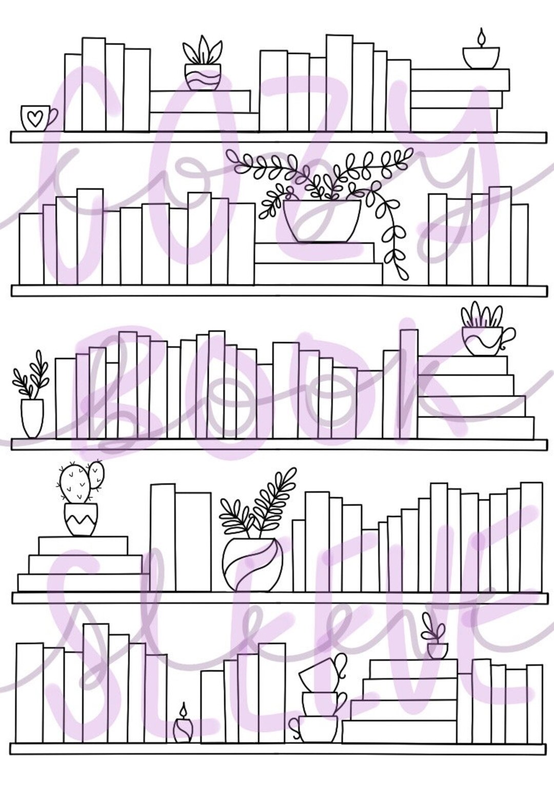 100 Bookshelf Book Tracker - Fill in Bookshelf Colour Books and Plants ...