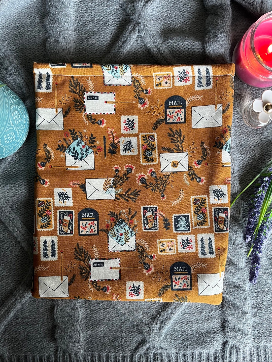 Cheerful Mustard Yellow Mail and Letters Big Book Sleeve - Etsy
