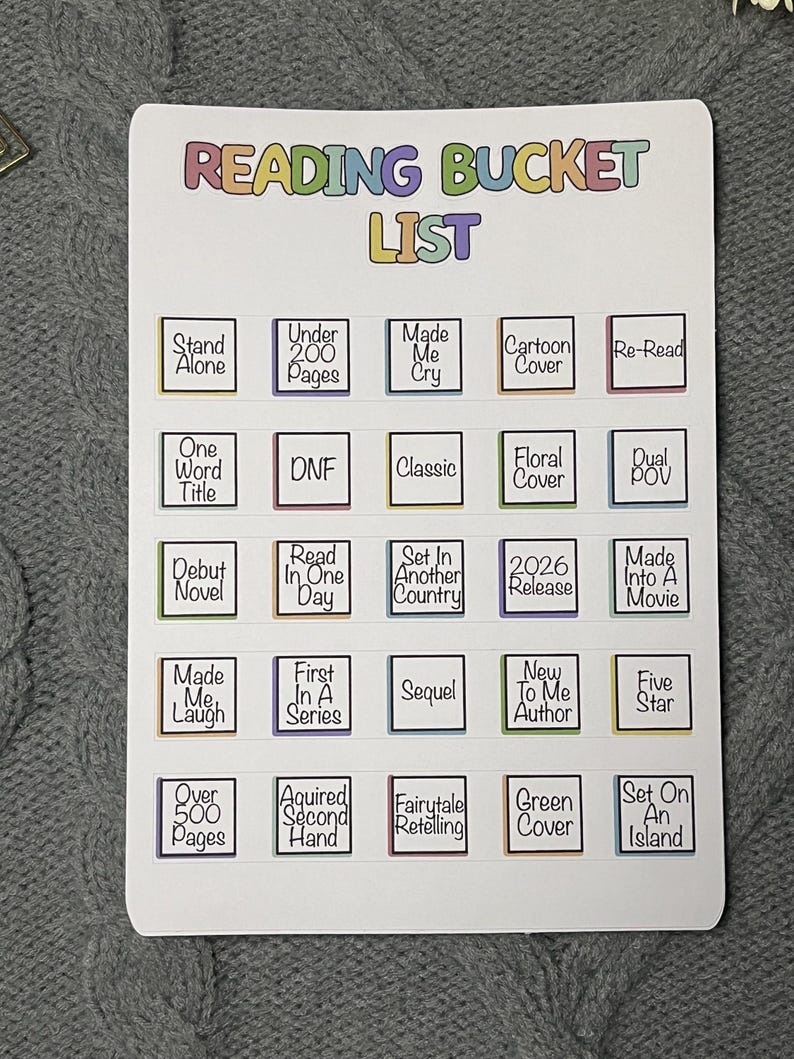 Reading Bucket List Challenge Sticker Sheet - Bookish Journal - Reading ...
