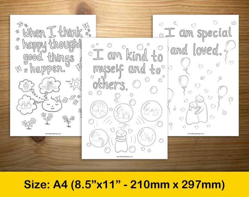 12 Positive Affirmations Colouring Pages for Kids - Etsy