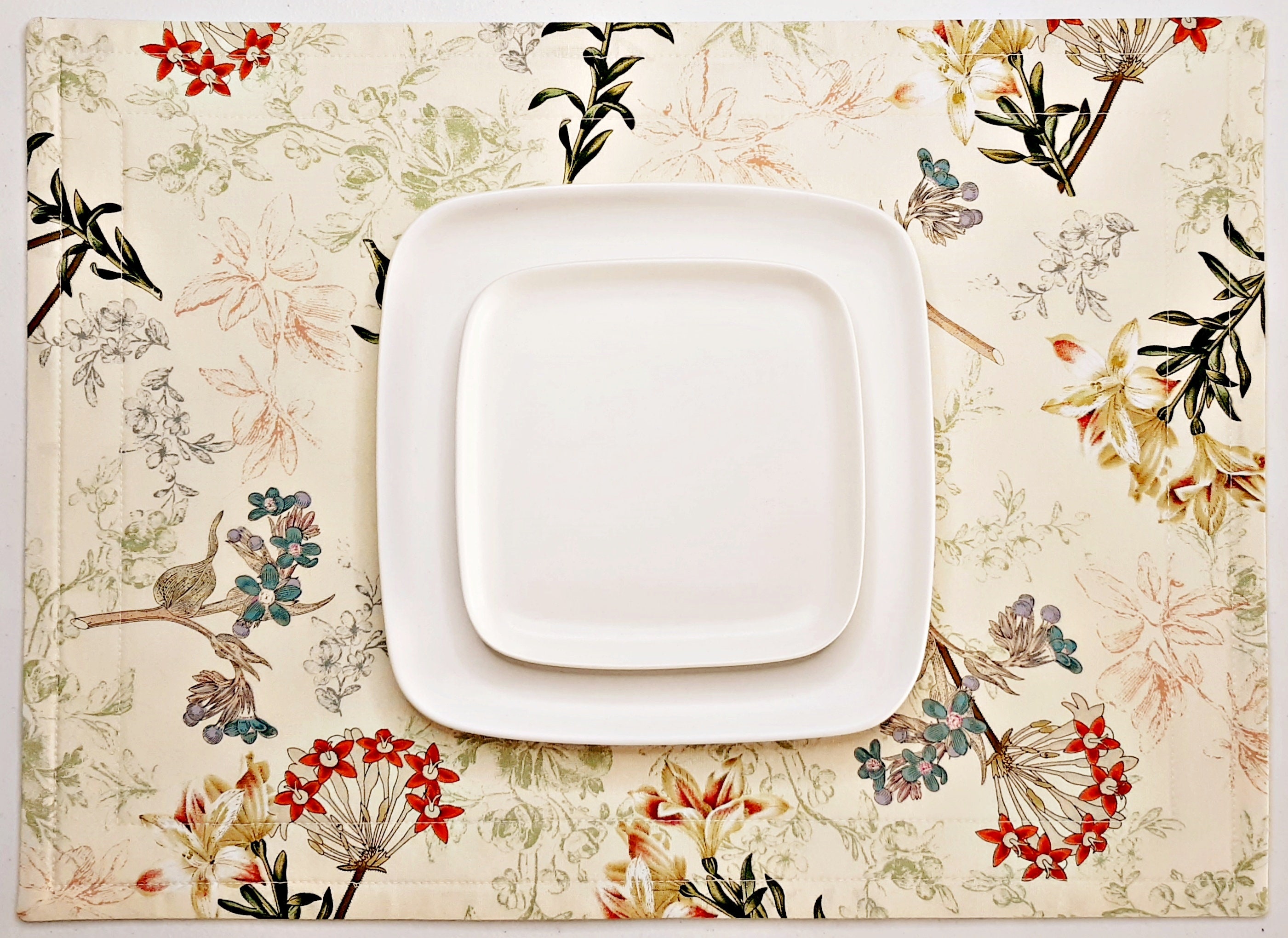 Floral Placemats, Set of 2, Spring, Summer, Premium Quality, Reversible ... Floral Placemats, Set of 2, Spring, Summer, Premium Quality, Reversible ...
