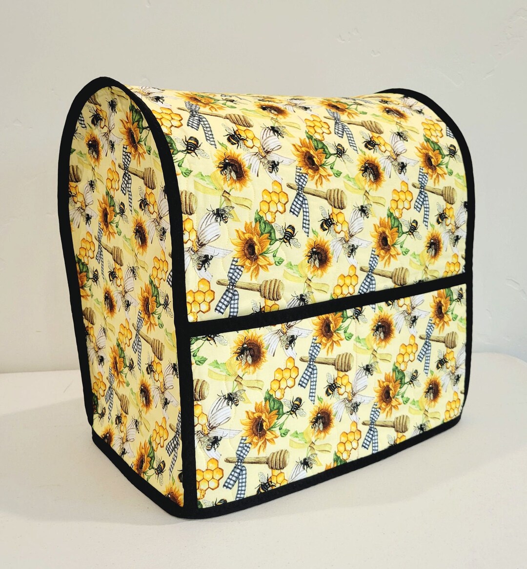 Quilted Kitchenaid Mixer Cover, Honey Bee Sunflower Print, With Pockets ...