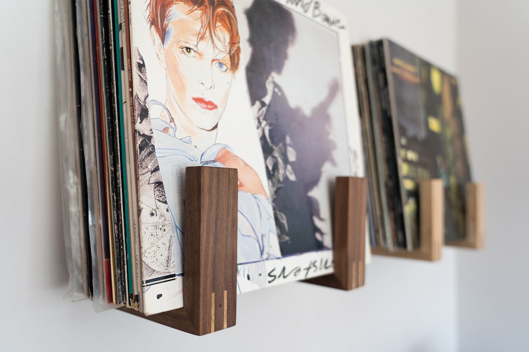 Wall Mounted Record Rack: LP Vinyl Display Shelf, Handmade, Oak, Walnut ...