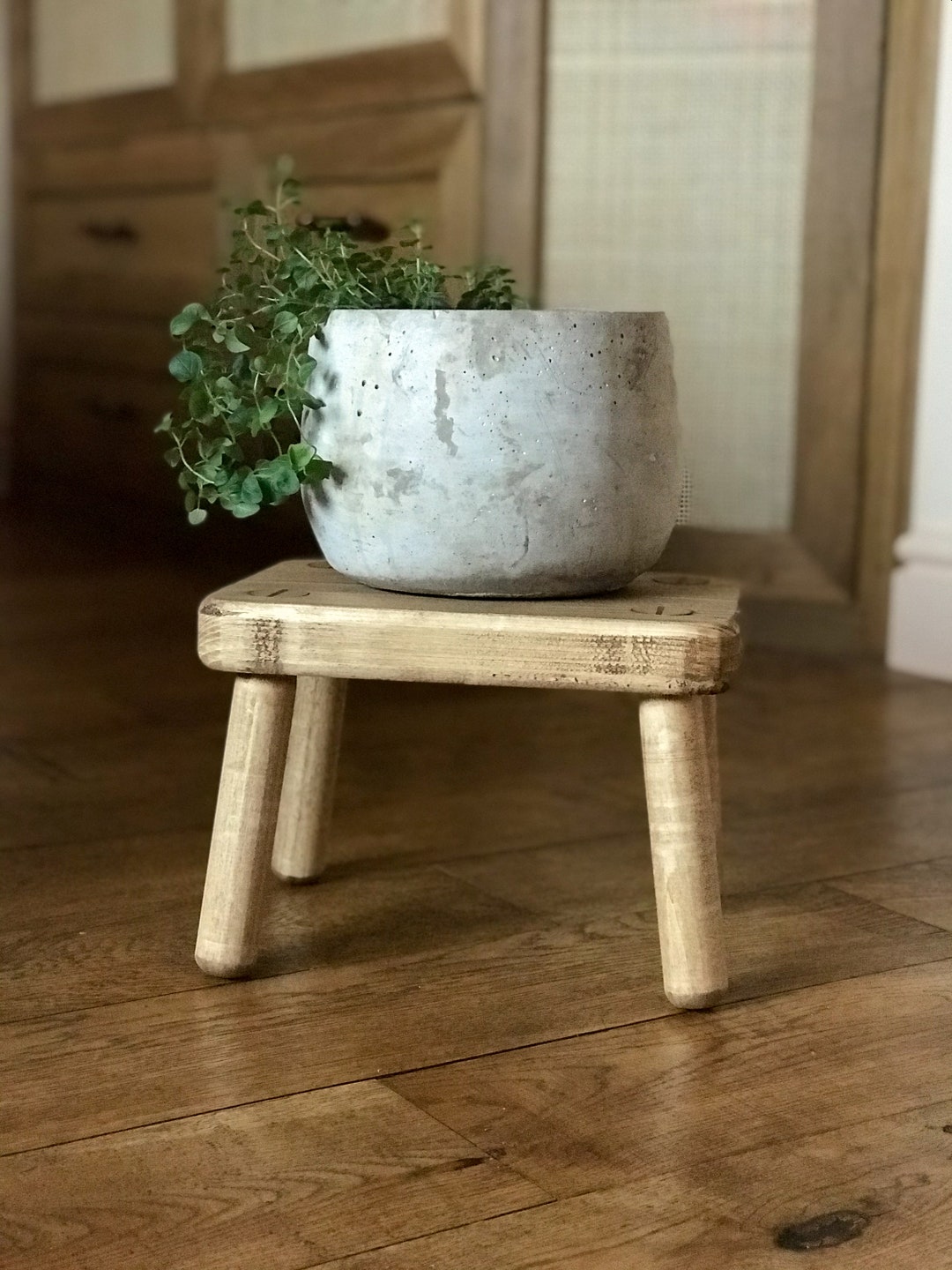 Rectangular Rustic Plant Stool, Reclaimed Wood, 4 Leg Rustic Stool ...