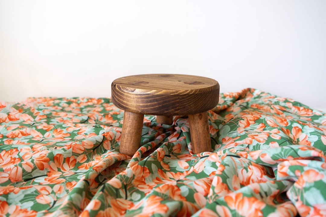 Tiny Round Rustic Plant Stool, Small Milking Stool, Small Plant Pot ...