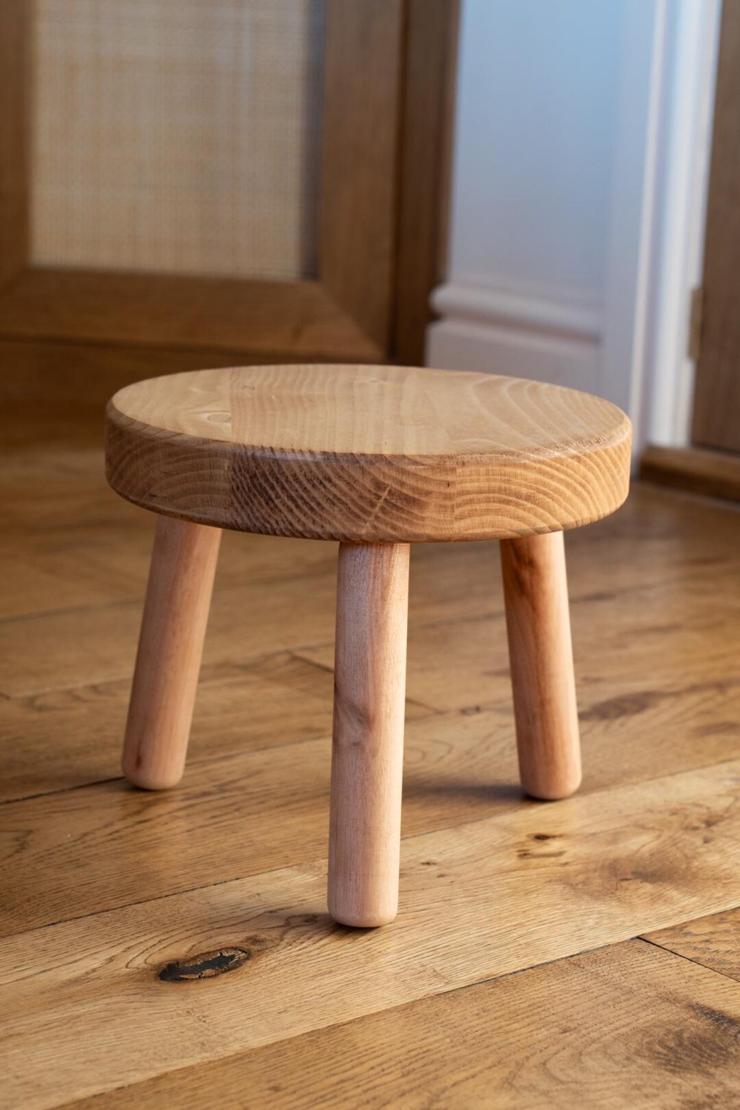 One-off Solid Wood Milking Stool: Handmade, Three-legged Plant Stand ...