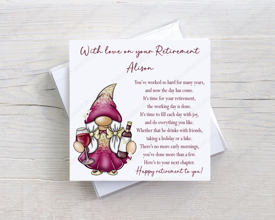 Personalised Retirement Card, Wine Retirement Card for Her ...