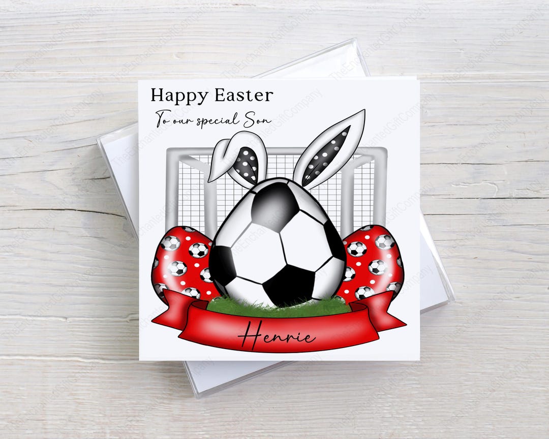 Personalised Happy Easter Card, Football Happy Easter Card, Easter ...