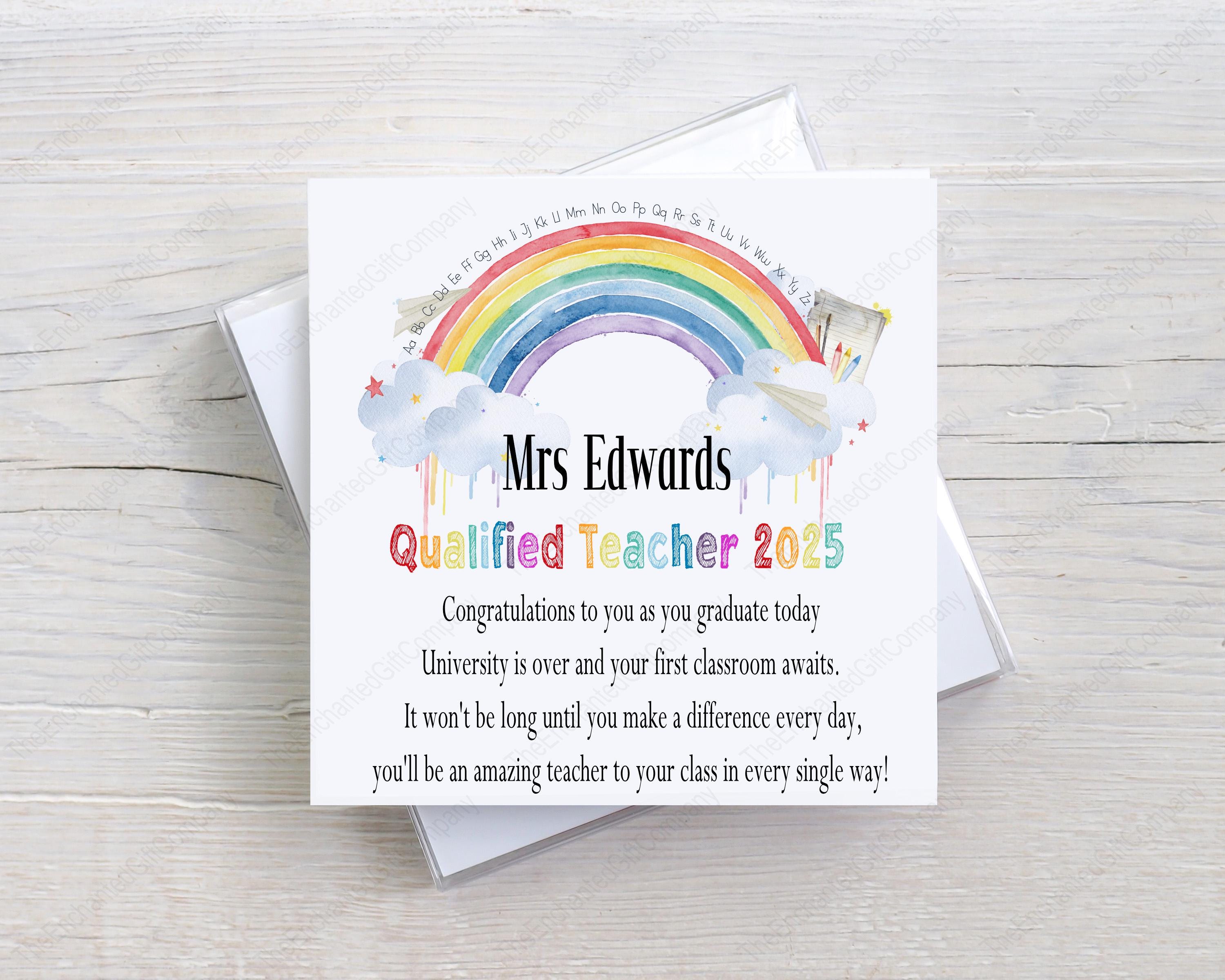 Teacher Graduation Card, Personalised Student Teacher Card, Qualified ...