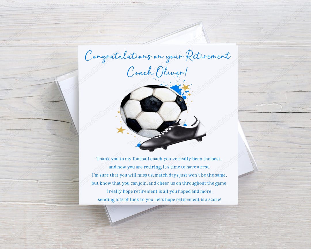 Football Coach Retirement Card, Personalised Football Manager Card ...