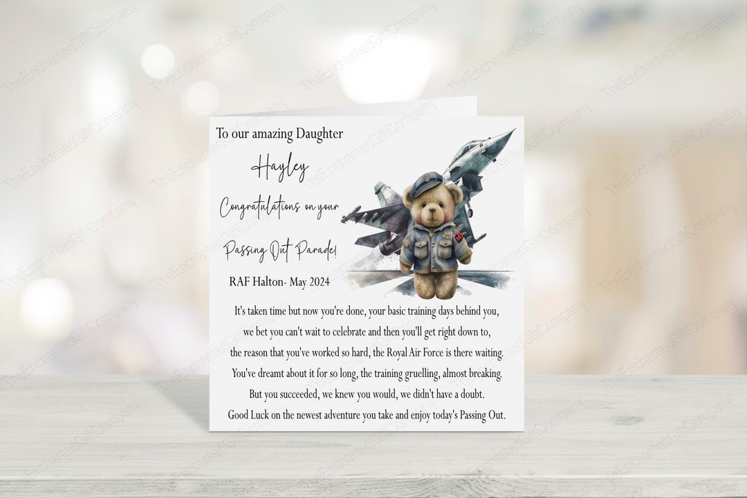 Passing Out Card, Personalised RAF Jet Royal Air Force Passing Out ...