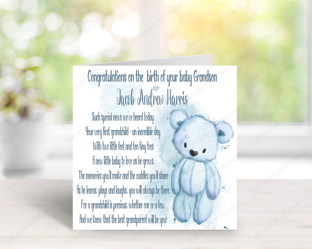New Grandson Card, New Grandparents Card, Congratulations on the Birth ...