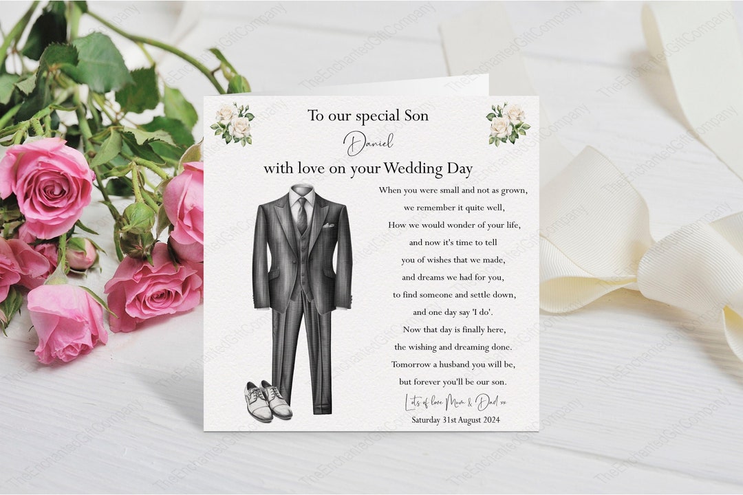 Personalised Son Wedding Card, Son on Your Wedding Day, With Love to ...