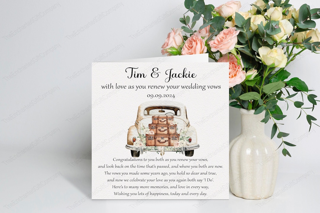 Vow Renewal Card, Wedding Vow Card, Wedding Renewal Vow Card, Card for ...