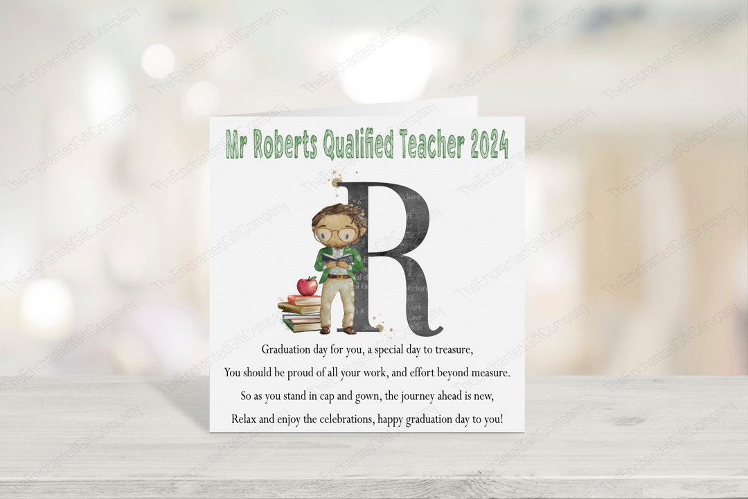 Teacher Graduation Card, Personalised Student Teacher Card, Qualified ...