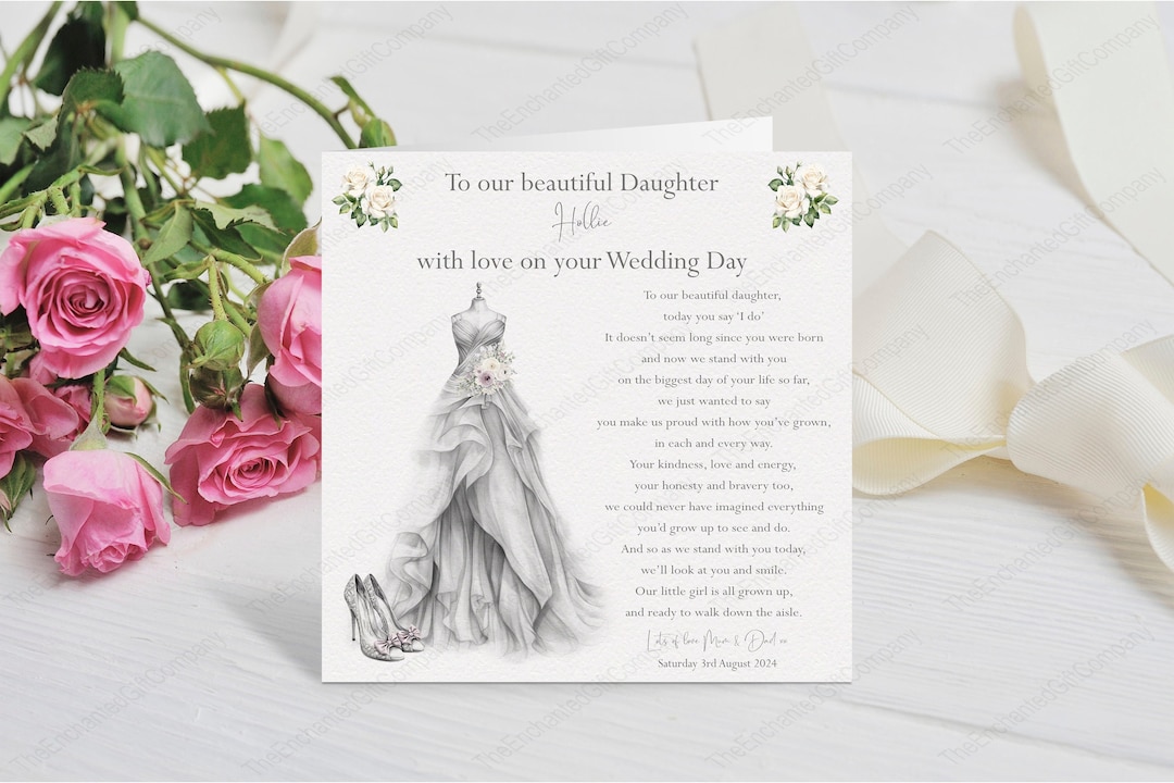 Personalised Daughter Wedding Card, Daughter on Your Wedding Day, With ...