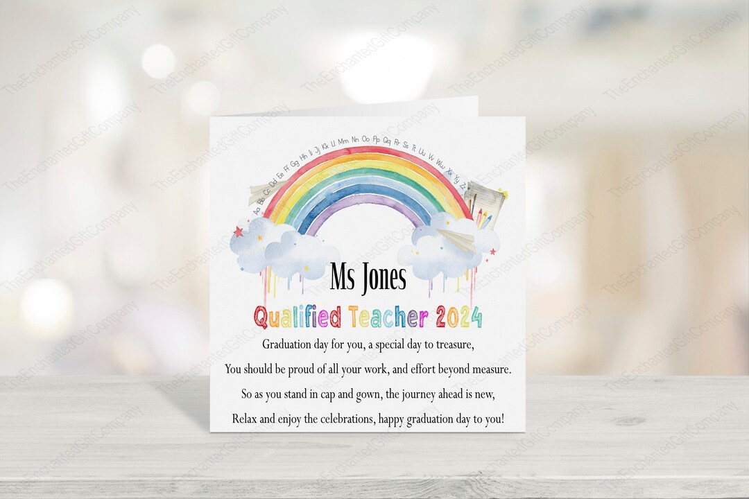 Teacher Graduation Card, Personalised Student Teacher Card, Qualified ...