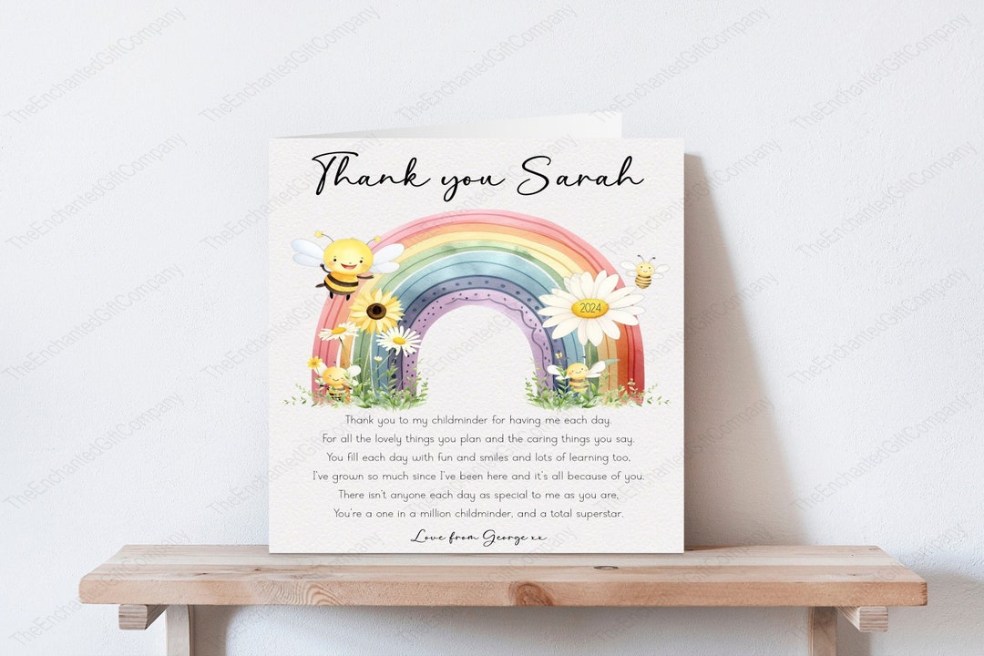 Childminder Thank You Card, Personalised Childminder Card, Childminder ...