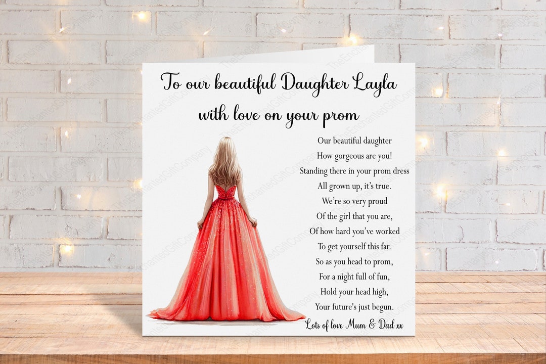 Personalised Prom Card, Leavers Ball Card, Prom 2025 Card for Daughter ...