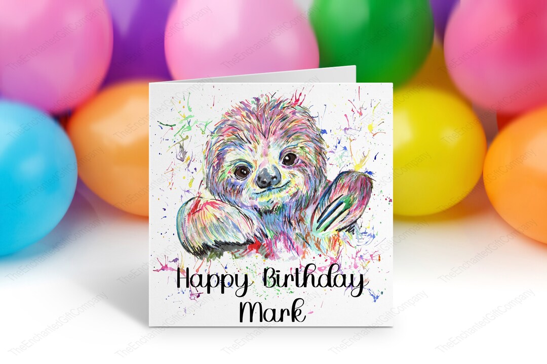 Personalised Sloth Birthday Card. Sloth Birthday Card for Him. - Etsy