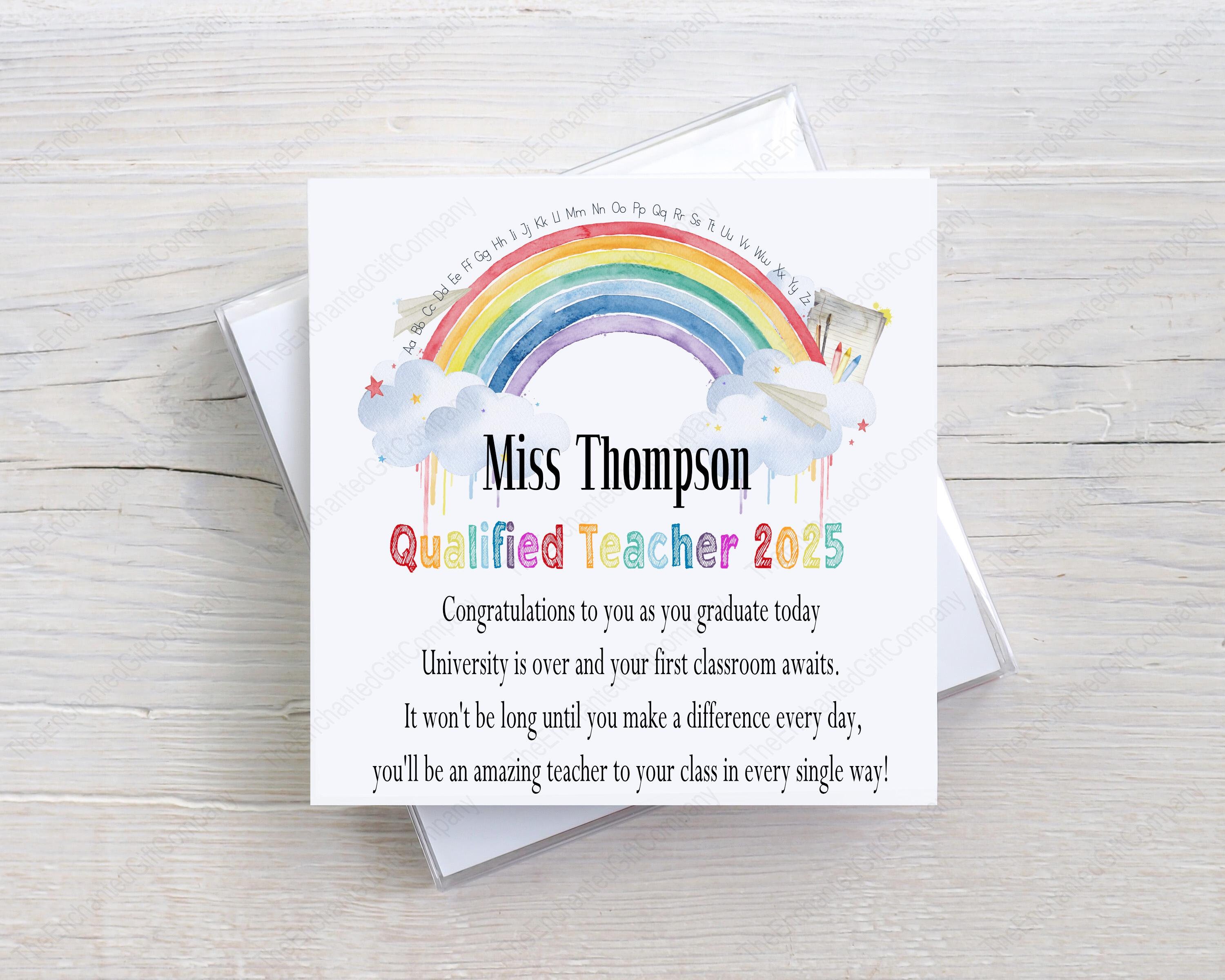 Teacher Graduation Card, Personalised Student Teacher Card, Qualified ...