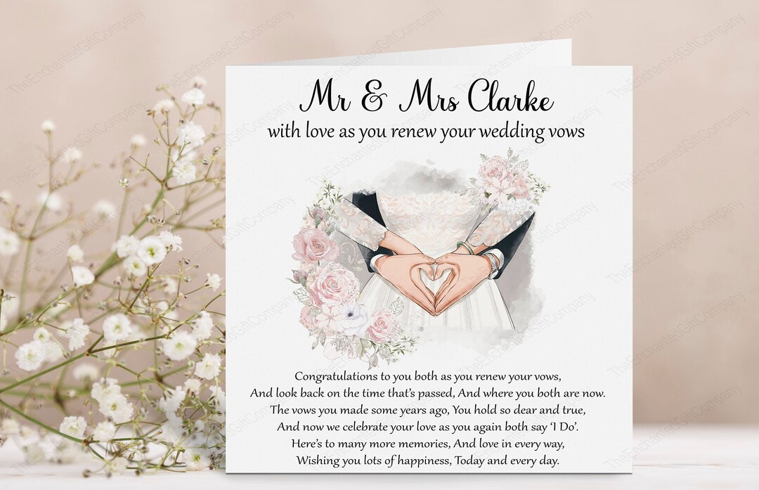 Vow Renewal Card Wedding Vow Card Wedding Renewal Vow Card - Etsy UK