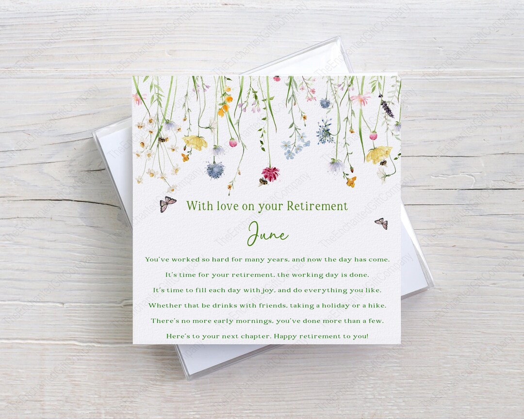 Personalised Retirement Card, Floral Retirement Card for Her ...