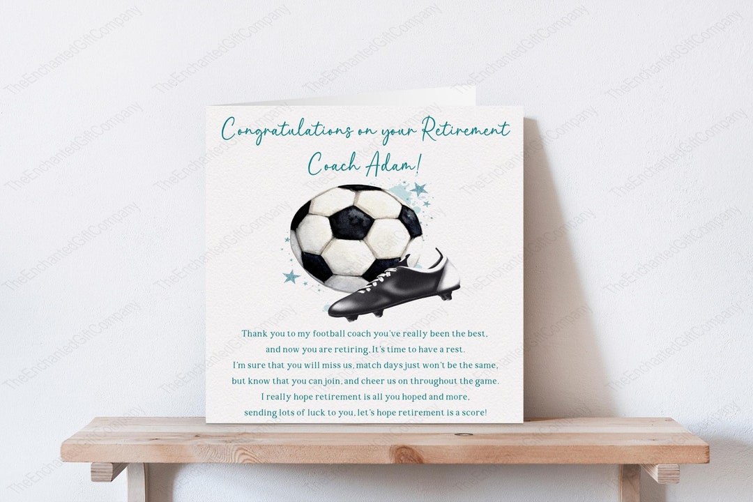 Football Coach Retirement Card, Personalised Football Manager Card ...