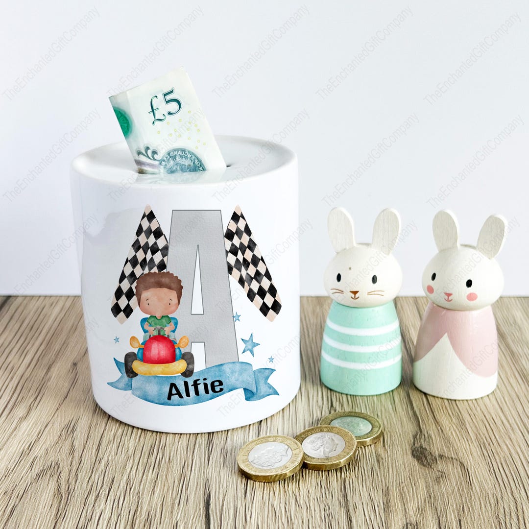 Personalised Racing Car Money Box, Racing Car Gift, Racing Car Gifts ...
