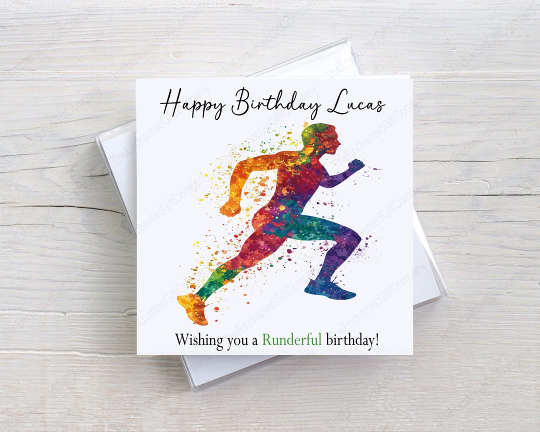 Running Card, Personalised Runner Birthday Card for Boy's, Runner ...