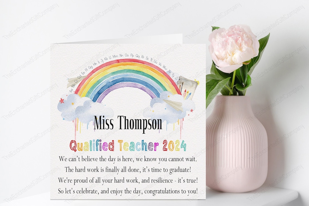 Teacher Graduation Card, Personalised Student Teacher Card, Qualified ...