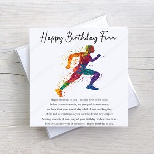 Running Card, Personalised Runner Birthday Card for Boy's, Runner ...