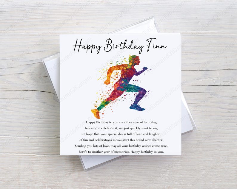 Running Card, Personalised Runner Birthday Card for Boy's, Runner ...