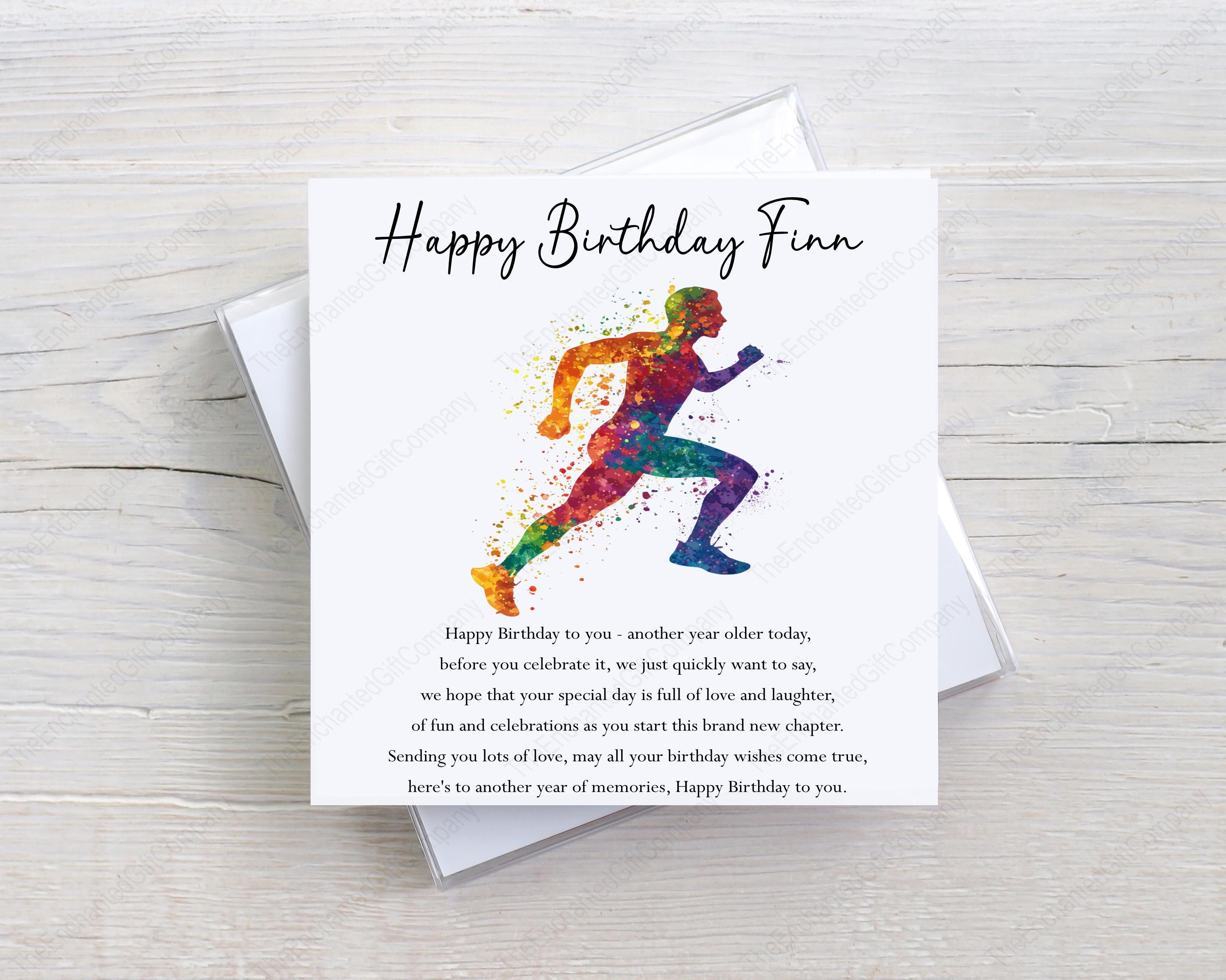 Running Card, Personalised Runner Birthday Card for Boy's, Runner ...