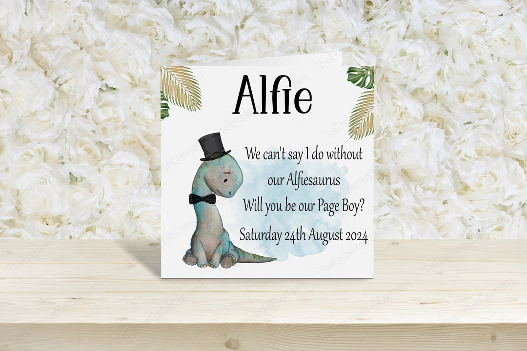 Page Boy Card, Page Boy Proposal Card, Page Boy Dinosaur Card, Page Boy ...