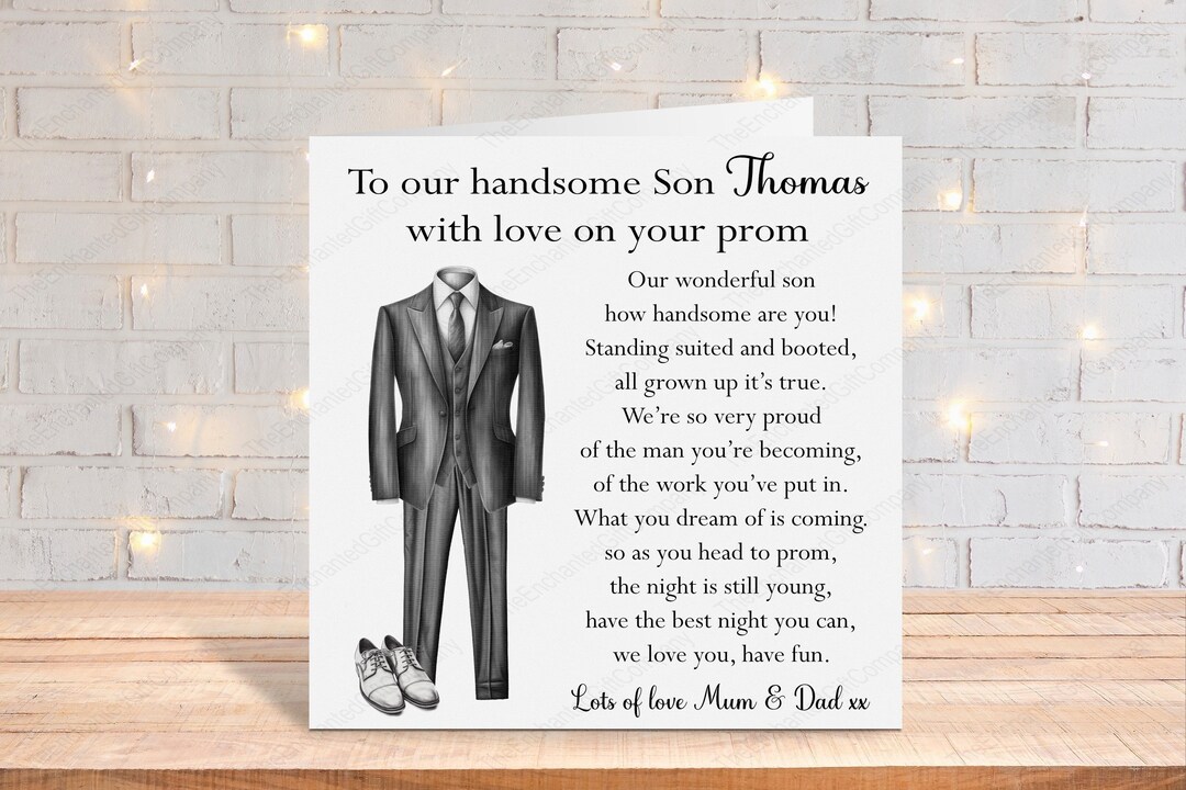 Personalised Prom Card, Leavers Ball Card, Prom 2025 Card for Son ...